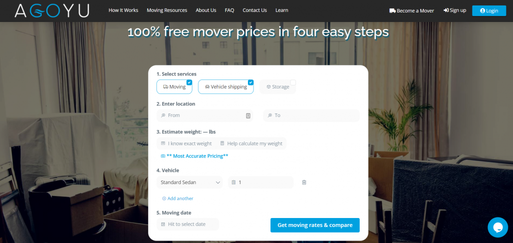 Instant Moving Quote Online - Accurate Estimates from Agoyu
